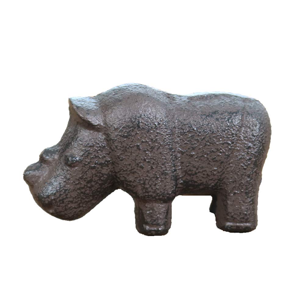 canjoyn Cast Iron Paperweight Garden Home Office Desk Decor Collection Animal Figurine (Rhinoceros)