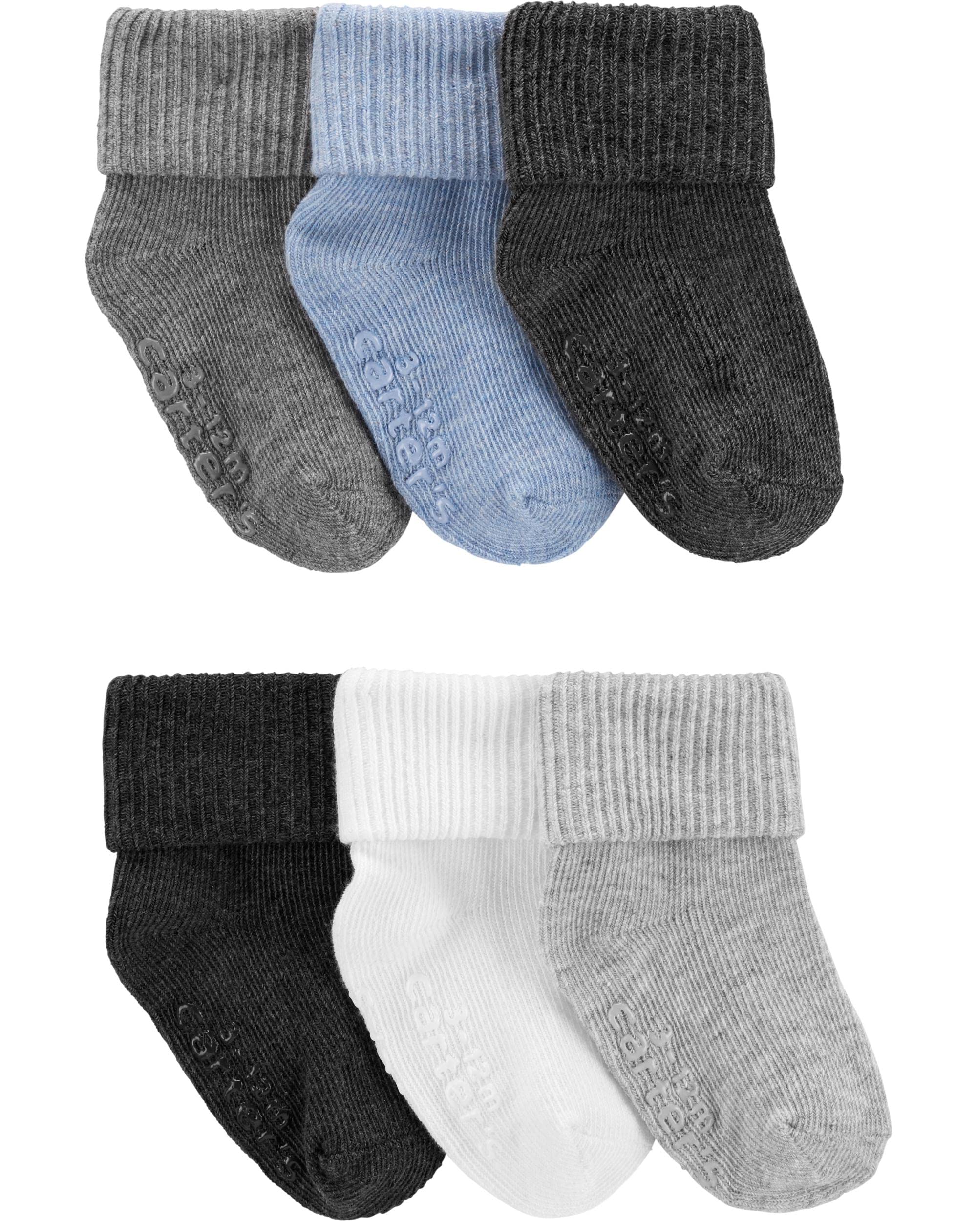 Carter's Baby-Boys Socks, Solid, 3-12 Months (Pack of 6)