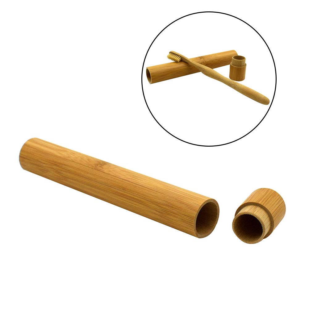 heaven2017 Bamboo Toothbrush Tube Case Holder Travel Camping Bathroom Accessory