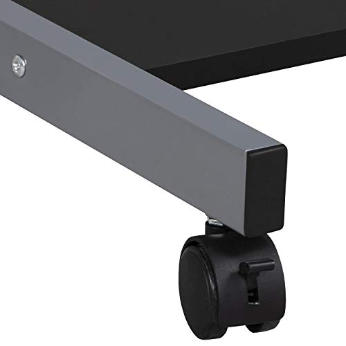 Topeakmart Mobile Computer Desk Office Desk Laptop Computer Table Study Writing Desk with Drawers and Printer Shelf on Wheels for Home Office
