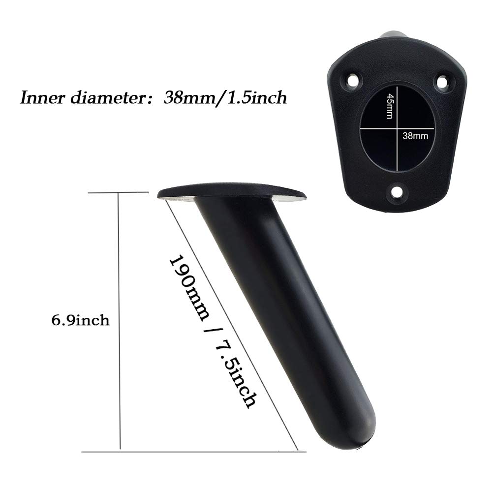 4 pcs Plastic Flush Mount Fishing Boat Rod Holder and Cap Cover