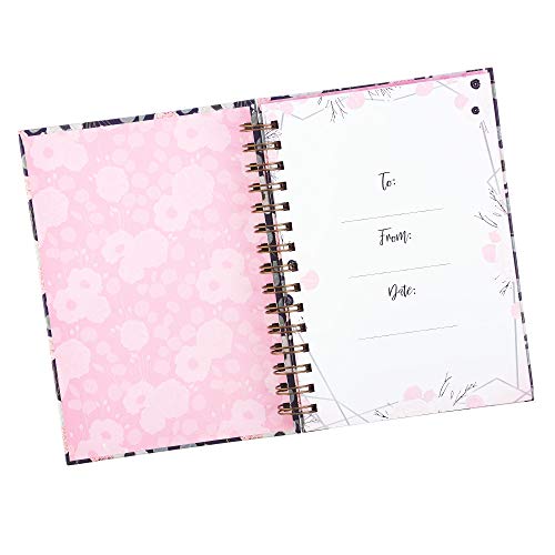 Christian Art Gifts Journal w/Scripture Be Still and Know Psalm 46:10 Bible Verse Navy Floral Inspirational Wire Bound Spiral 192 Ruled Pages, Large Hardcover Notebook, Wire Bound