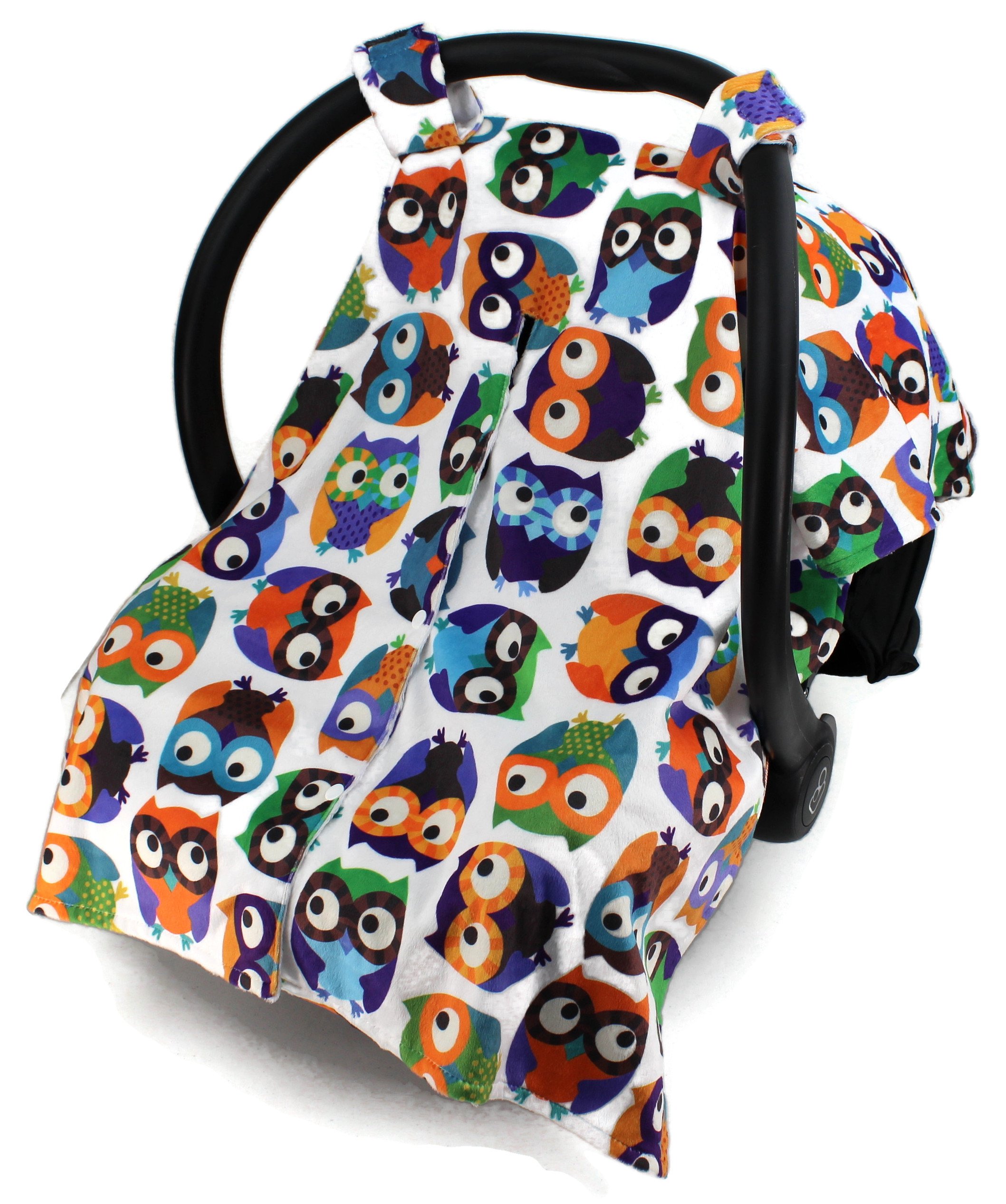 Dear Baby Gear Deluxe Car Seat Canopy, Owls, Multi Color / White Minky Dot