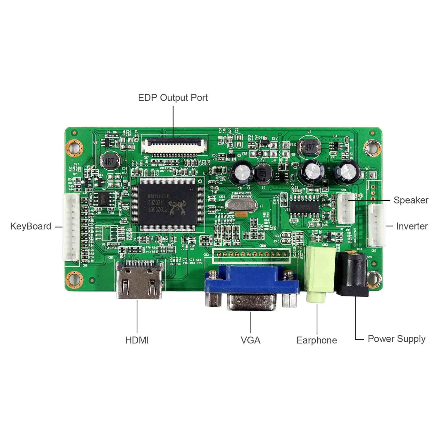 VSDISPLAY HD-MI VGA Board for 1366x768 11.6inch 13.3in 14" 15.6" LP156WHU B156XTN04 NT156WHM N156BGE 30Pin EDP LCD Screen