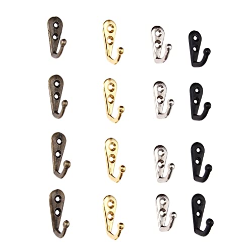 ANYUFEI 5Pcs Wall Hanger Curved Buckle Horn Lock Clasp Hook Zinc Alloy Door Wall Hooks Hanger Black/Gold/Silver/Bronze w/Screws (Size : A)