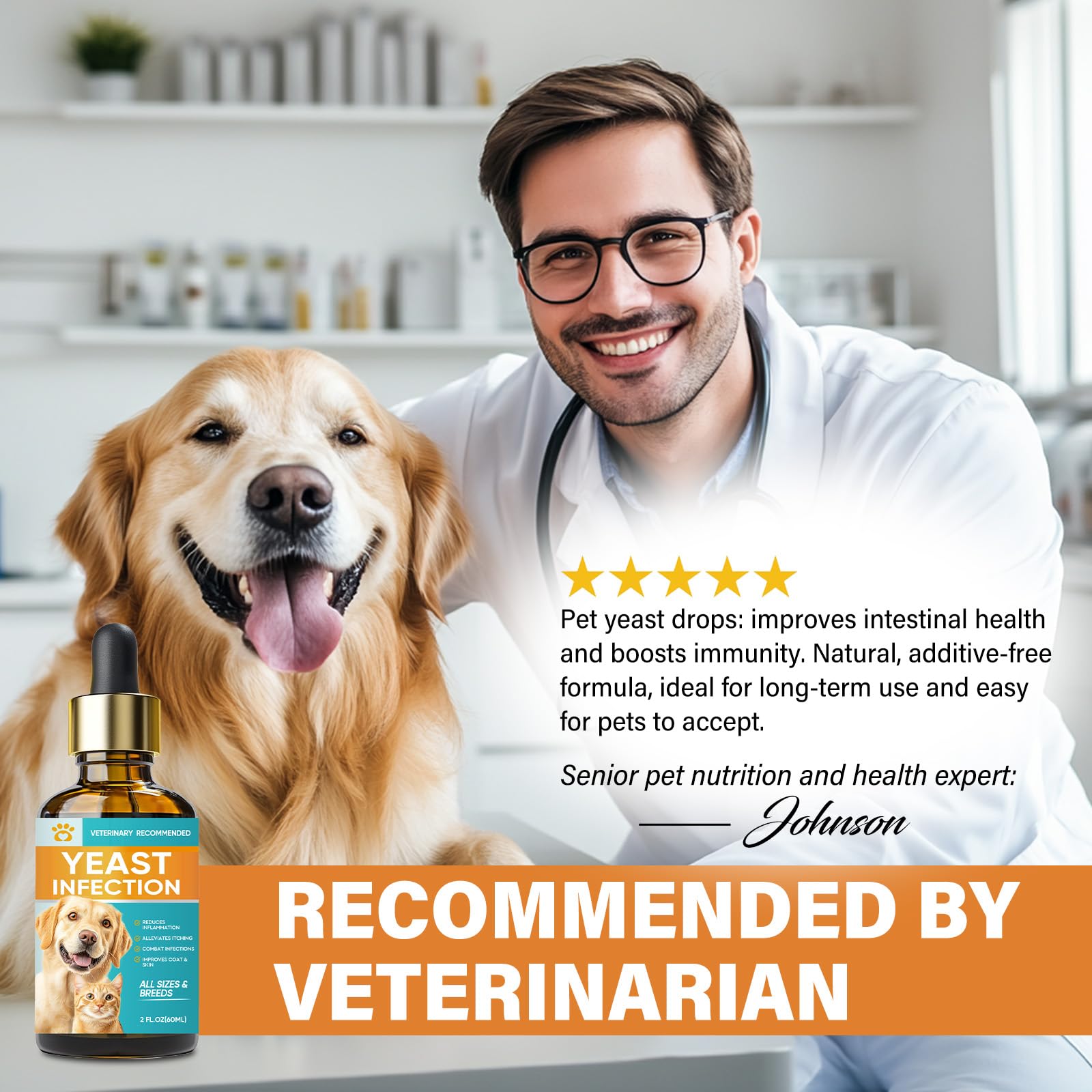 Yeast Infection Treatment for Dogs, Natural Dog Ear Infection Treatment, Support Allergy, Inflammation and Itch Relief