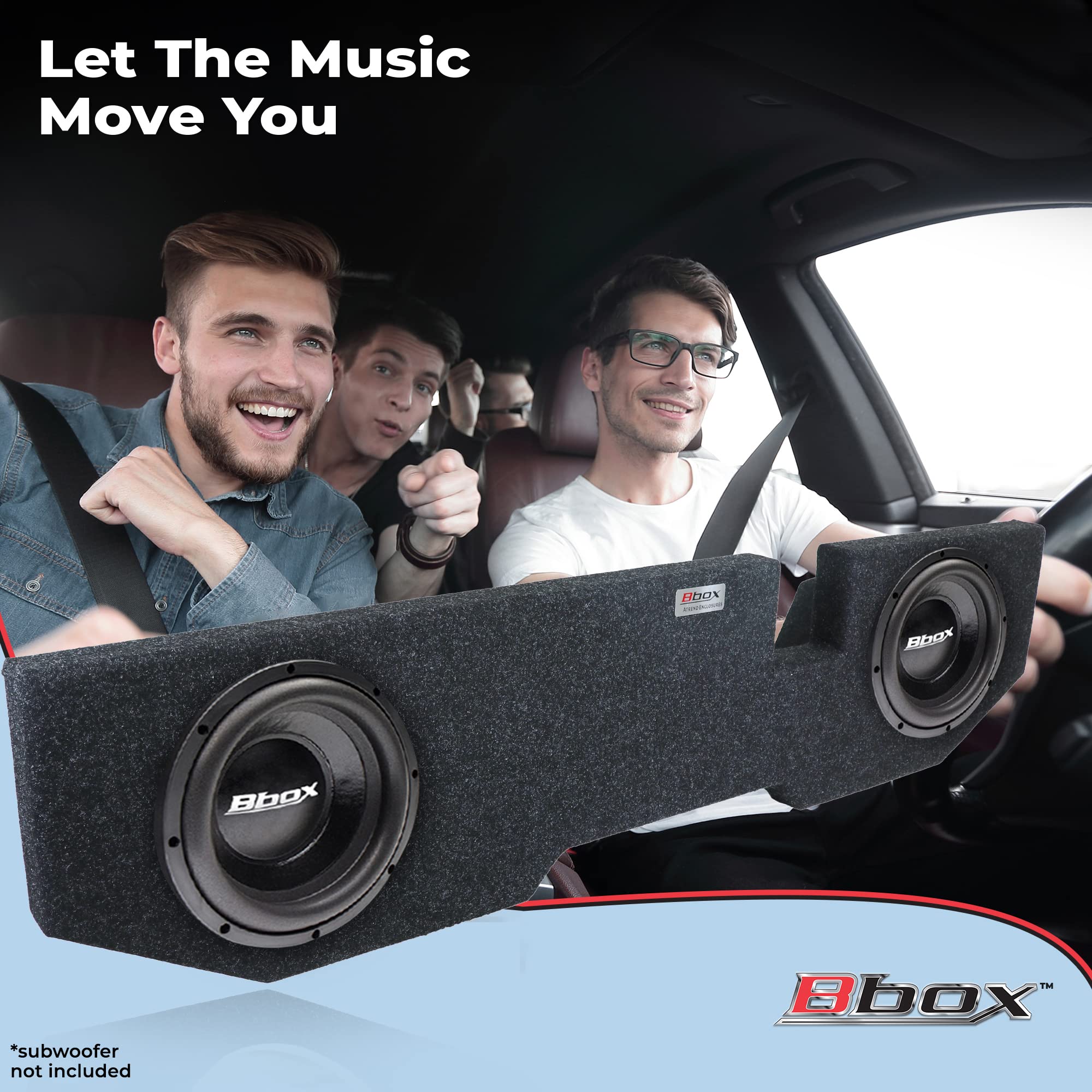 Bbox Dual 12 Inch Subwoofer Sealed Enclosure - Fits 2002 - 2018 Dodge Ram Quad Cab - Carpeted Car Subwoofer Boxes & Enclosures - Subwoofer Box Improves Audio Quality, Sound and Bass - Charcoal