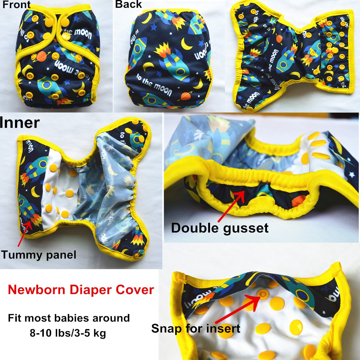 Sigzagor Newborn Baby Diaper Nappy Cover 8lbs-10lbs (Stars)