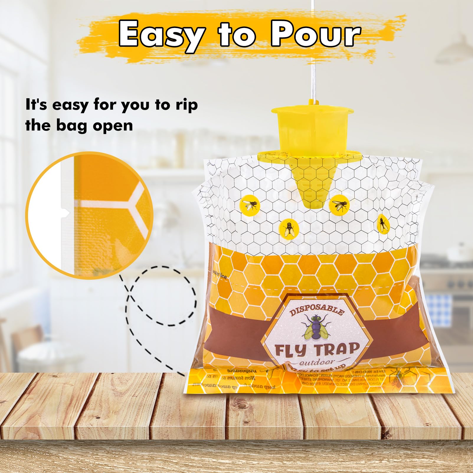 8 Disposable Fly Bag, Fly Traps Outdoor Hanging, Ranch Stable Horse Fly Trap Hunter Bait Control for Barn, Farm, Mosquito Bug Catcher and Flying Insect Trap Killer Repellent