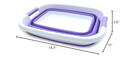 SAMMART Set of 2-25L (6,6 gallon) Collapsible Laundry Basket/Tub-Foldable Storage Container/Organizer-Portable Washing Bin-Space Saving Hamper, Water capacity: 20L (5.28 gallon) (2, Lt. Purple)