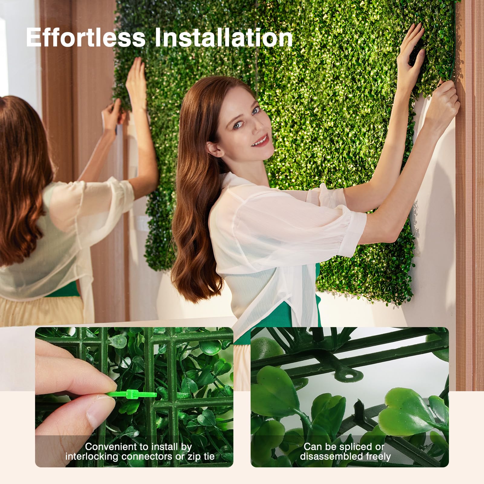Aboofx 10x10in Artificial Grass Wall Panels, 12 Pack Boxwood Decor for Interior Walls, Garden Fences, Greenery Backdrop