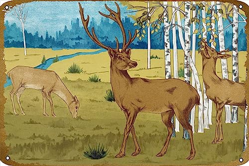 deer Tin Sign Retro Home Club bar Wall Art Decoration Metal Tin Sign 12 X 8 inch