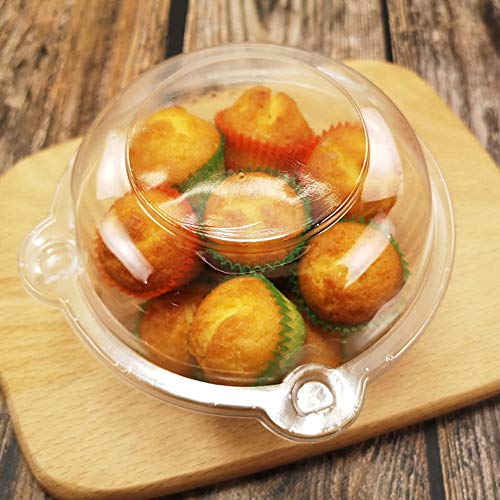 Set of 100 Clear Plastic Single Individual Cupcake Boxes,Muffin Dome Holders Cases Boxes Cups Pods,Clamshell Container Cupcake Holders,Great for Parties or Cake/Muffin Salesā¦