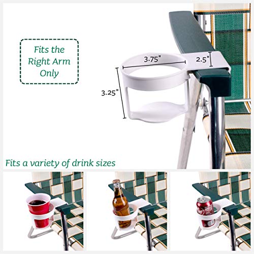 Lawn Chair USA Attachable White Cup Holder for Large Cans, Bottles, Cups, and More | Only Fits Lawn Chair USA Chairs