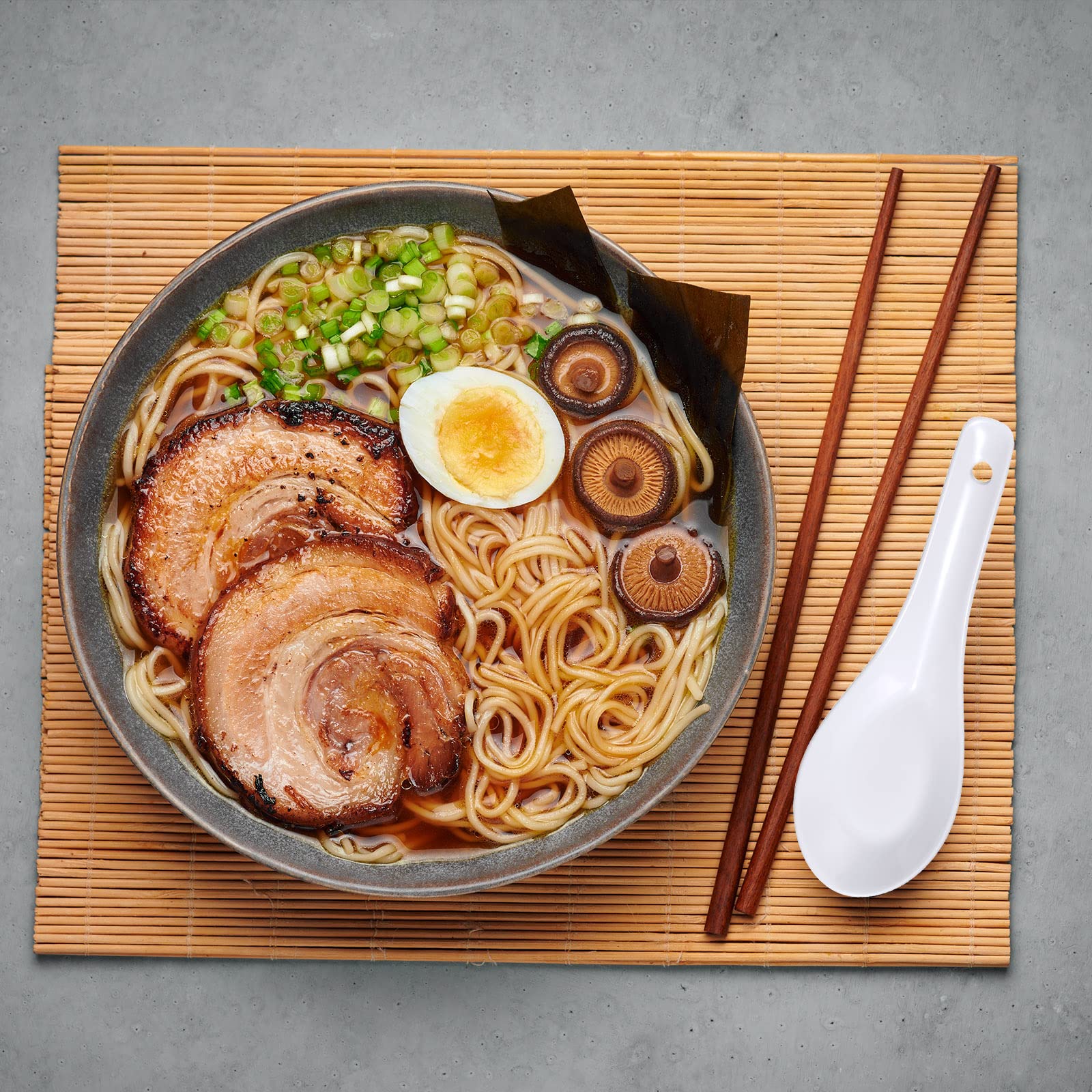 50 Pieces Ceramic Soup Spoons Bulk Chinese Spoon Sets Ceramic Asian Spoons Ceramic Chinese Spoons Porcelain Ramen Spoons with Long Hooked Handles for Cereal Pho Wonton Miso Appetizer