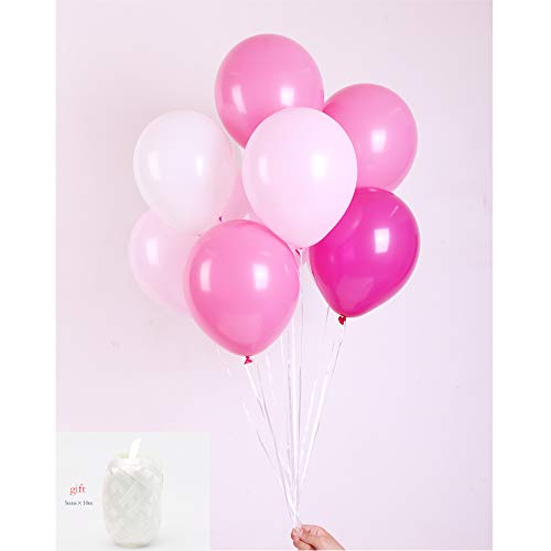 LFYDM Latex balloon 100 pcs 12 inch : white and light pink and rose red and light rose latex balloons