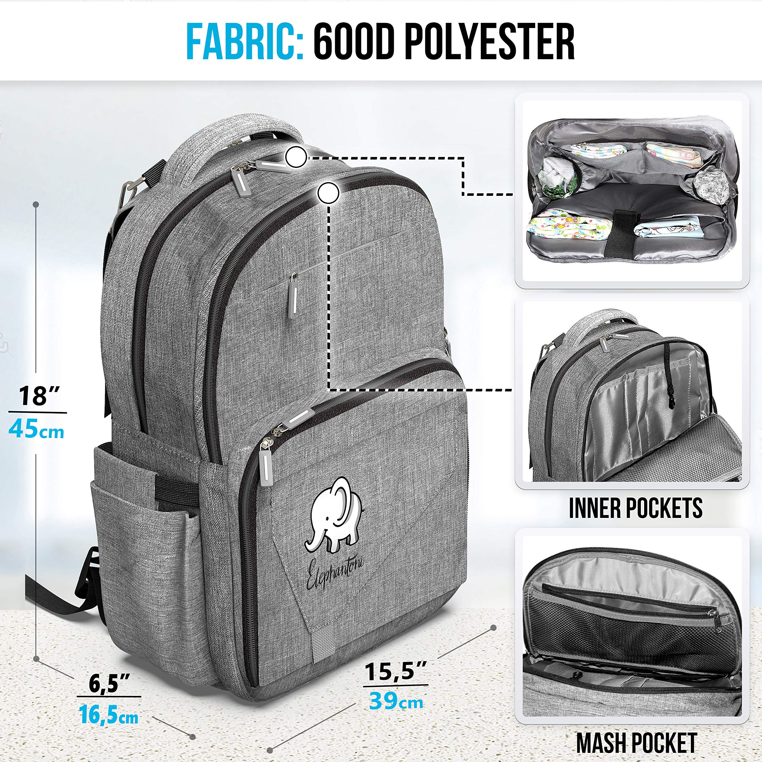 Aeiniweraabbcc Diaper Bag Backpack Baby Bag - Large Diaper Backpack for Mom Dad, Unisex Bag