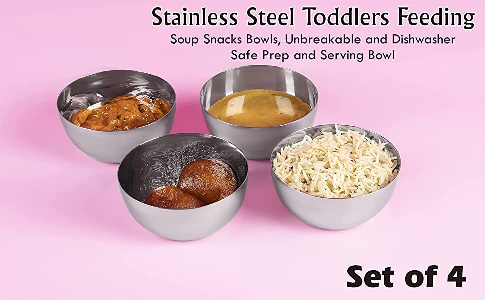 AEJESOP 4 pc Stainless Steel Bowls (Vol. 250ml)