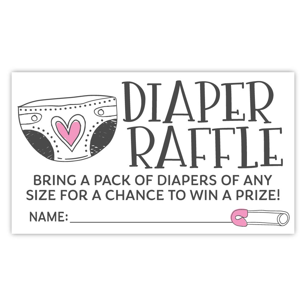 50 Cute Pink Diaper Doodle - Diaper Raffle Tickets - Girl Baby Shower Game