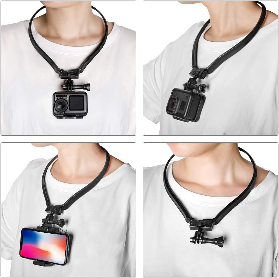 Taisioner POV/VLOG Smartphone Selfie Neck Mount Strap for GoPro AKASO DJI Osmo Action Camera and Smart Phone Video Record Accessories