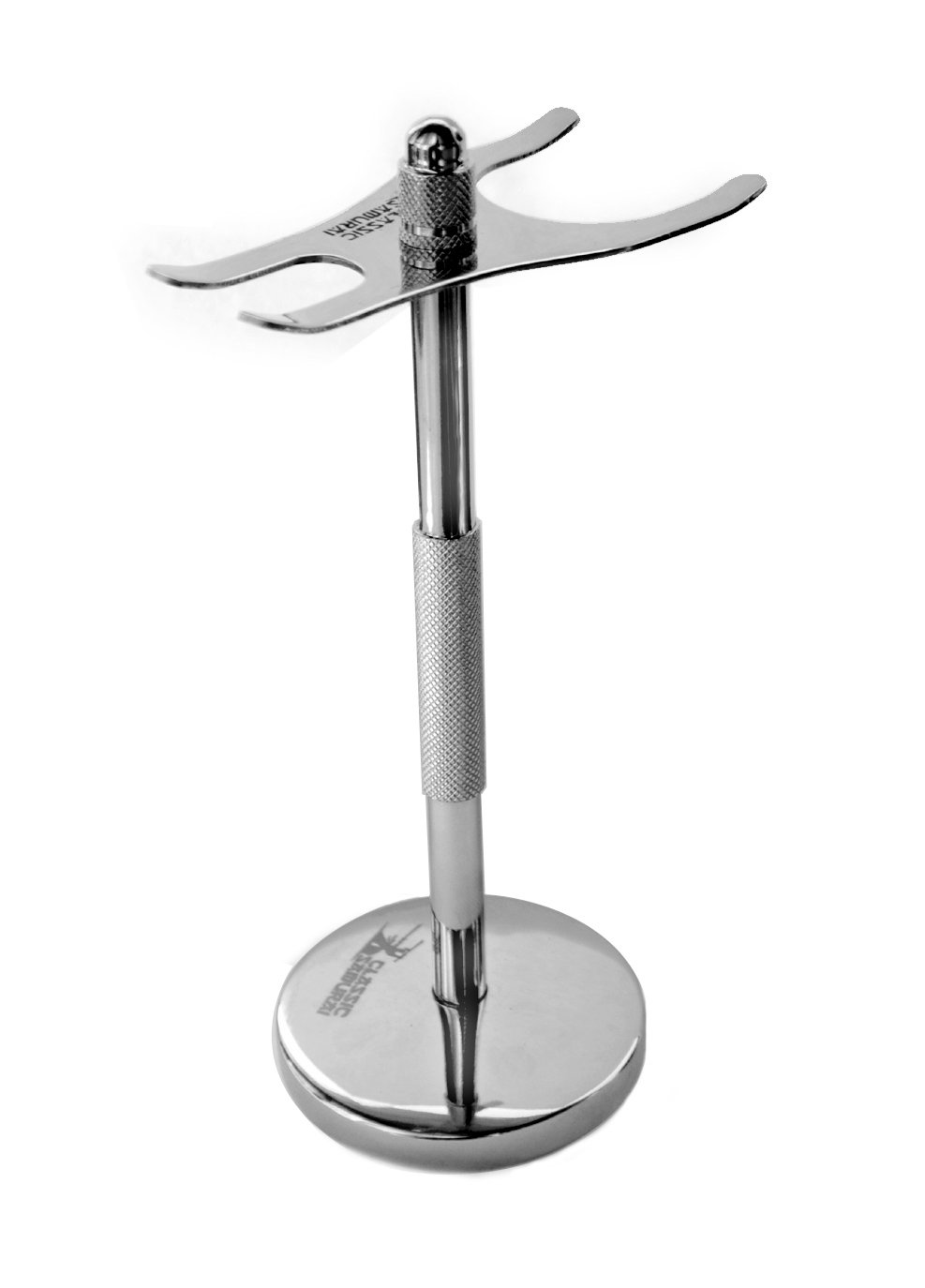 Classic Samurai Safety Razor and Shaving Brush Stand with Heavyweight Felt Lined Base from Super Safety Razors