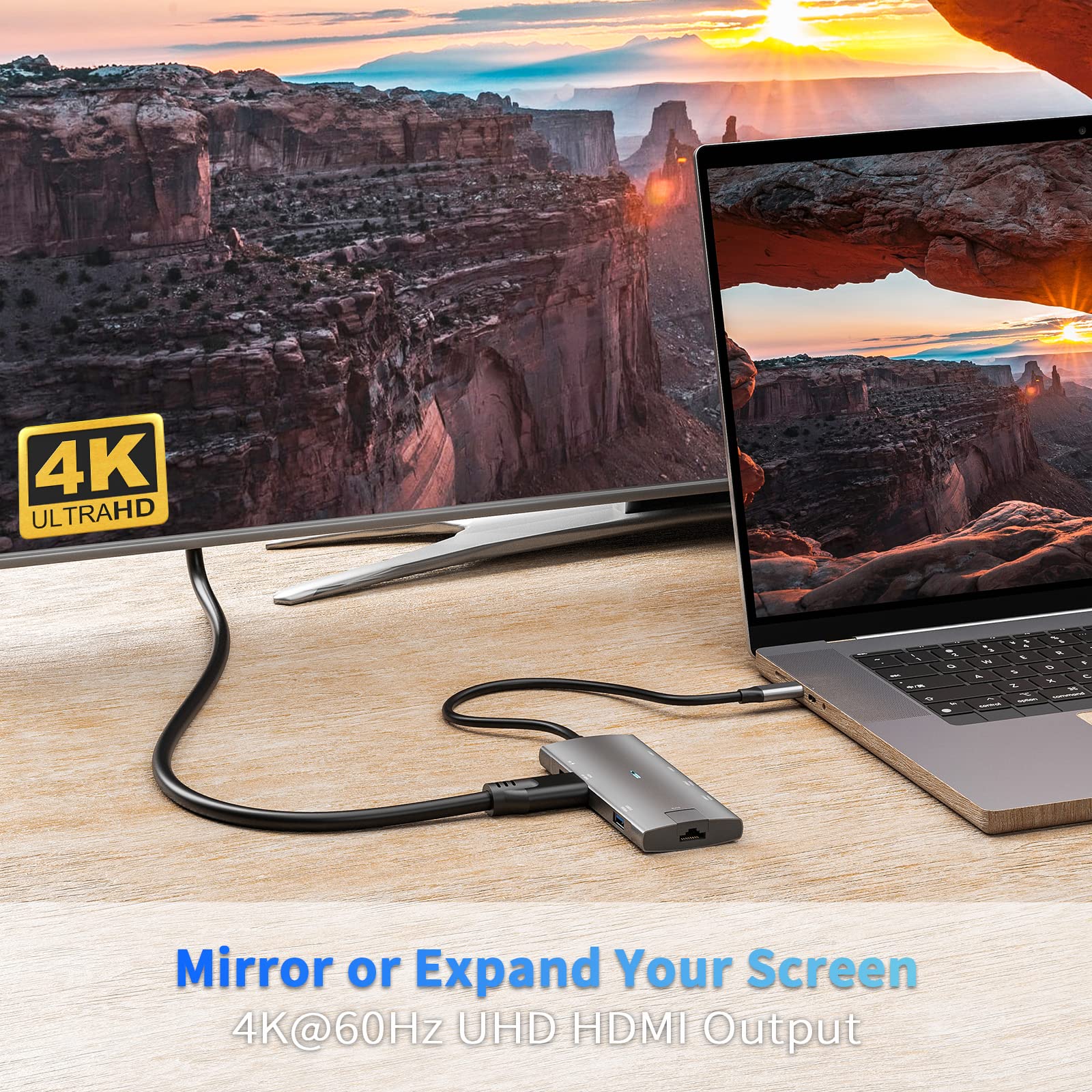 USB C Docking Station 10Gbps,USB 3.2 Gen 2 10Gbps Data Port,8 in 1 USB C Hub w/ 4K@60Hz HDMI,Gigabit Ethernet,PD 100W,USB-C 3.2 10Gbps Data,Dock for MacBook Pro/Air iPad Pro M2 M1,Surface Pro,XPS