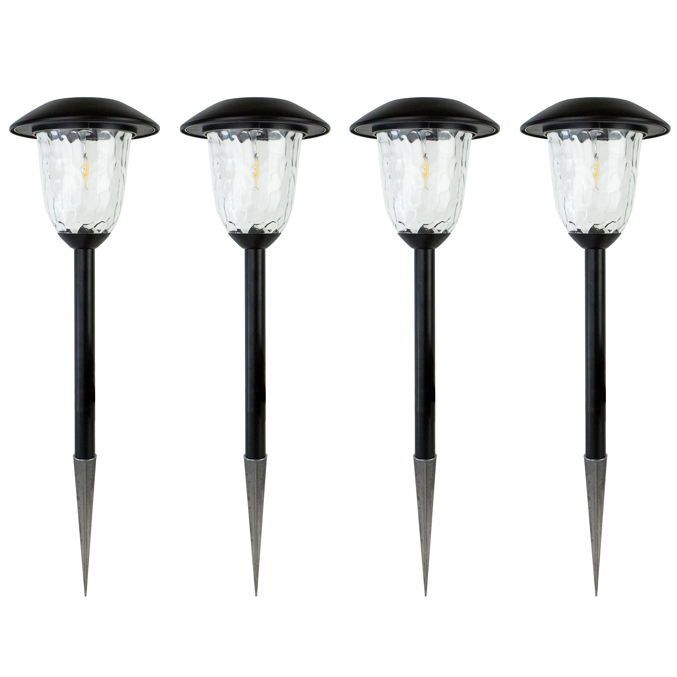 Best Solar Light SOLARPATHF2-2 10X Brightness 3000K Outdoor Solar LED Filament-Style Path Weatherproof Metal Light (4 Pack), 4-pack, Black, 4 Piece