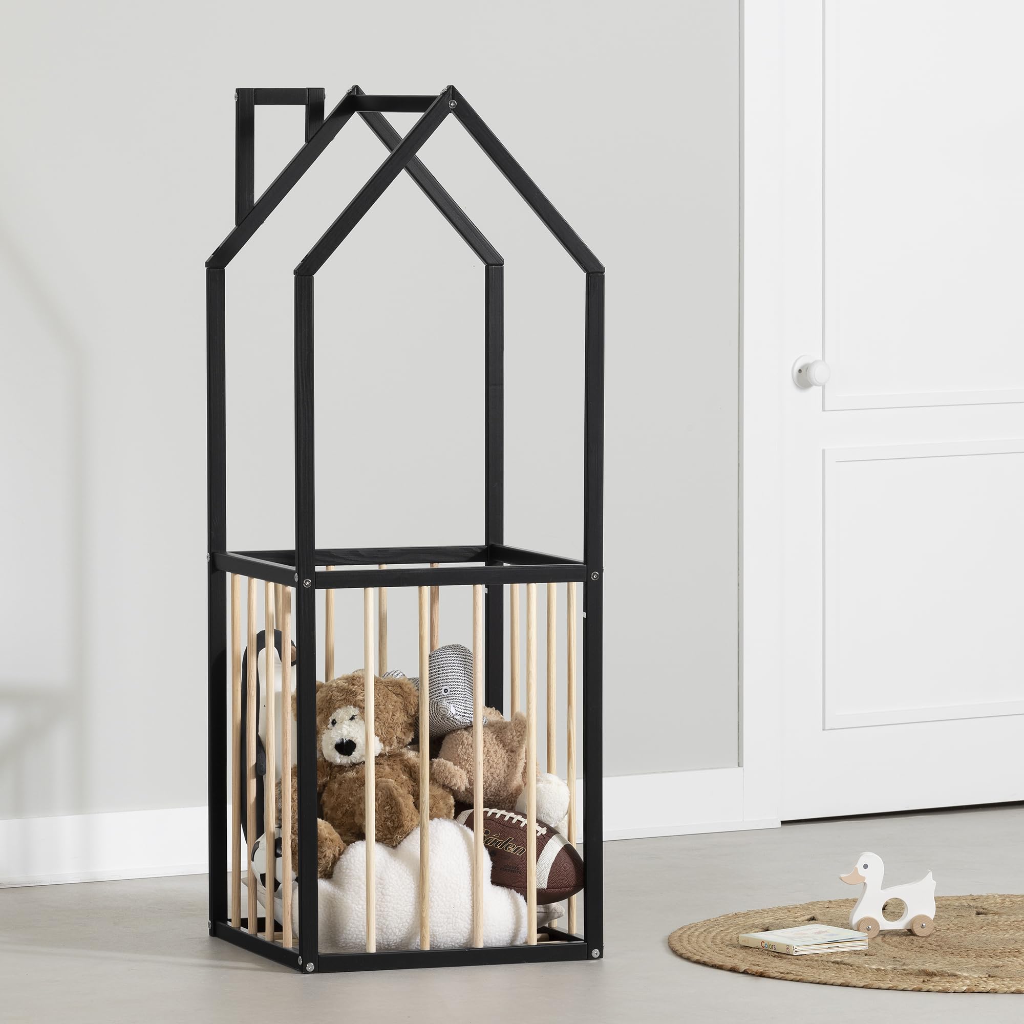 South Shore Sweedi House Shaped Toy Storage Unit, Black and Natural