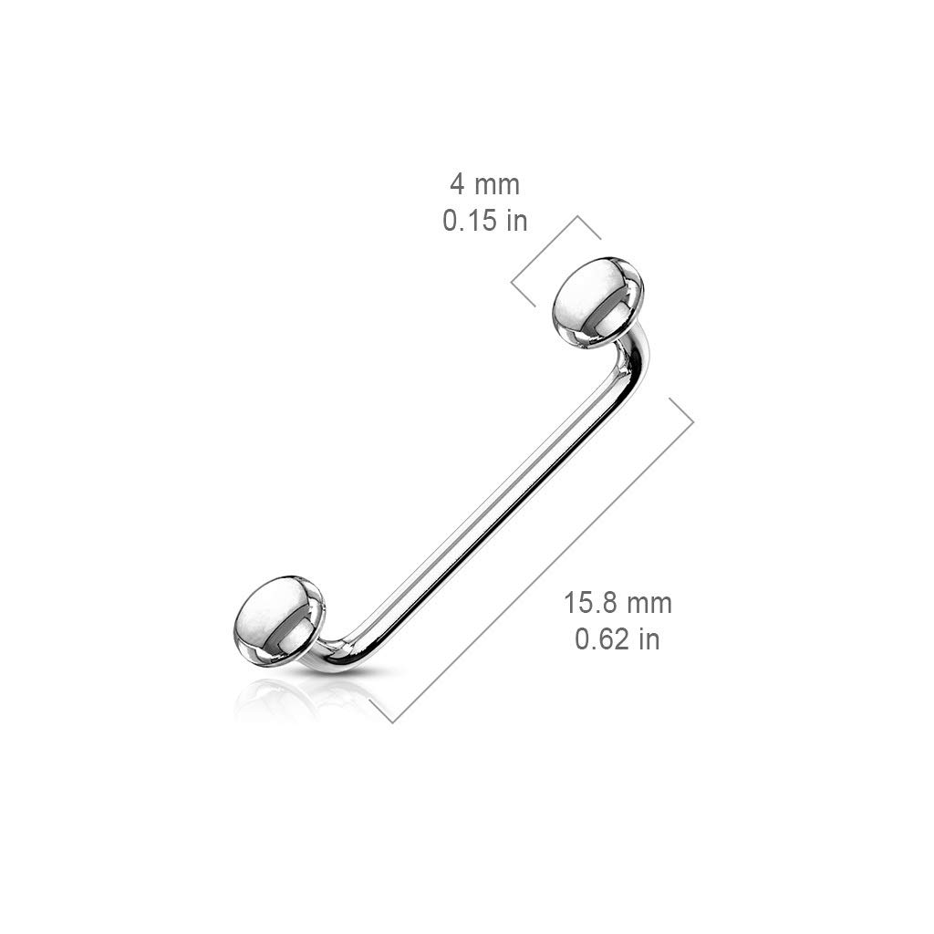 90 Degree PVD Steel Surface Piercing Barbell with Disc Ends - 16 Gauge 5/8 (Steel)