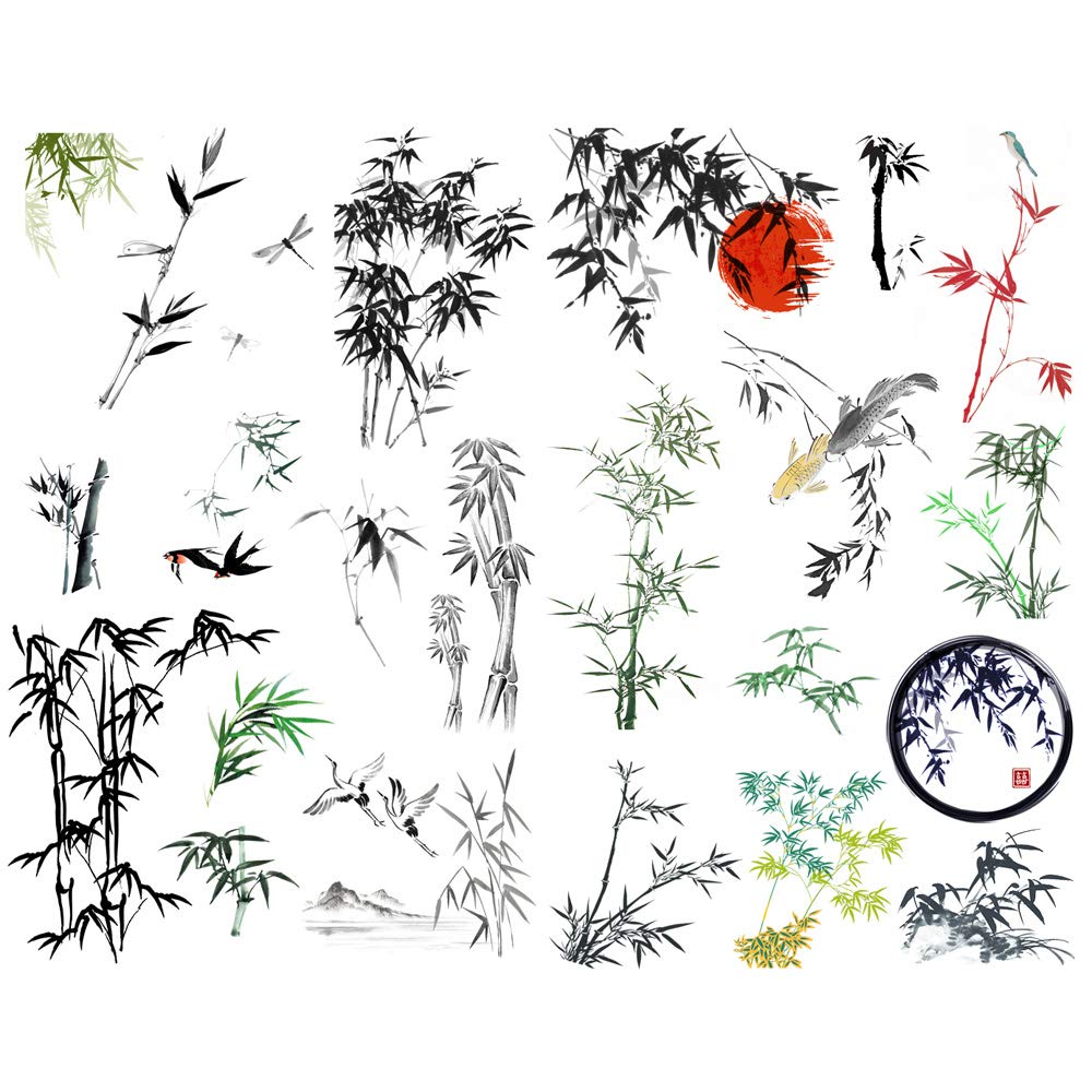 Seasonstorm Ink Painting Bamboo Precut Decoration Album Planner Stickers Scrapbooking Diary Sticky Paper Flakes