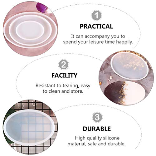 ARTIBETTER Pack of 3 Silicone Resin Tray Molds Oval Shaped Crystal Epoxy Platter Molds Coaster Resin Casting Molds for DIY Desktop Decoration