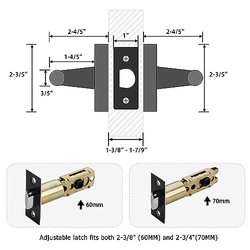 Amerdeco 2 Pack Gold Interior Privacy Door Handles, Heavy Duty Interior Bedroom Brushed Brass Door Lever, Door Handles Interior for Bathroom