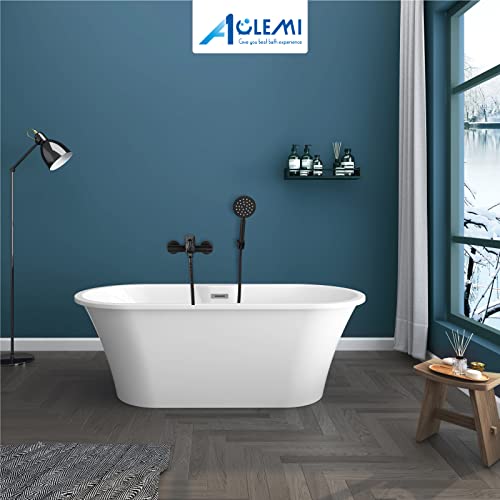 Aolemi Matte Black Wall Mount Bathtub Faucet with Handheld Sprayer Single Handle Shower Mixer Tap 6 Inch Center Bathroom Tub Faucet Stainless Steel SUS304