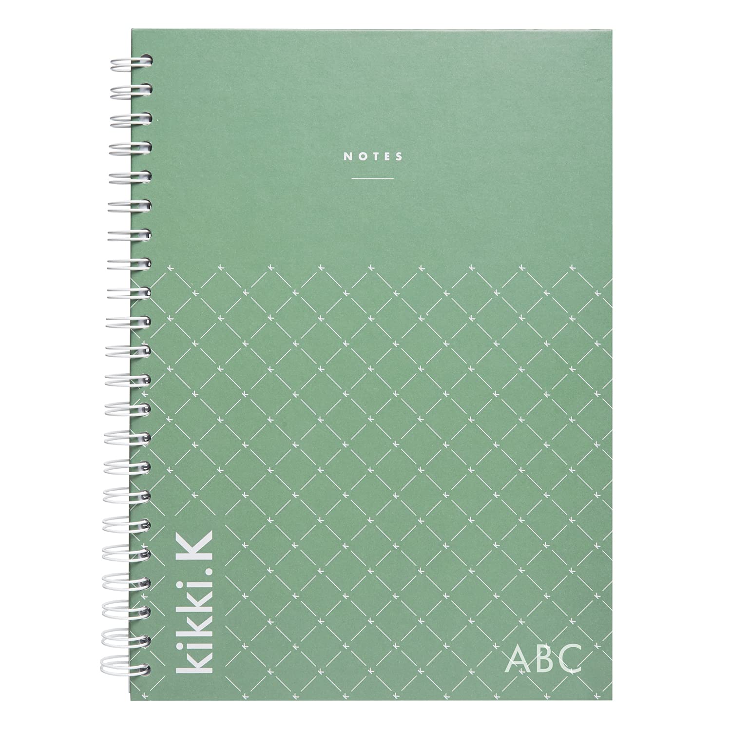 A4 Spiral Coiled Lined Everything Notebook - Thyme: Essentials. 152 Pages of Quality Lined Paper. Subject and Date Headers. Sturdy Hardcover Front and Back Designed by kikki.K