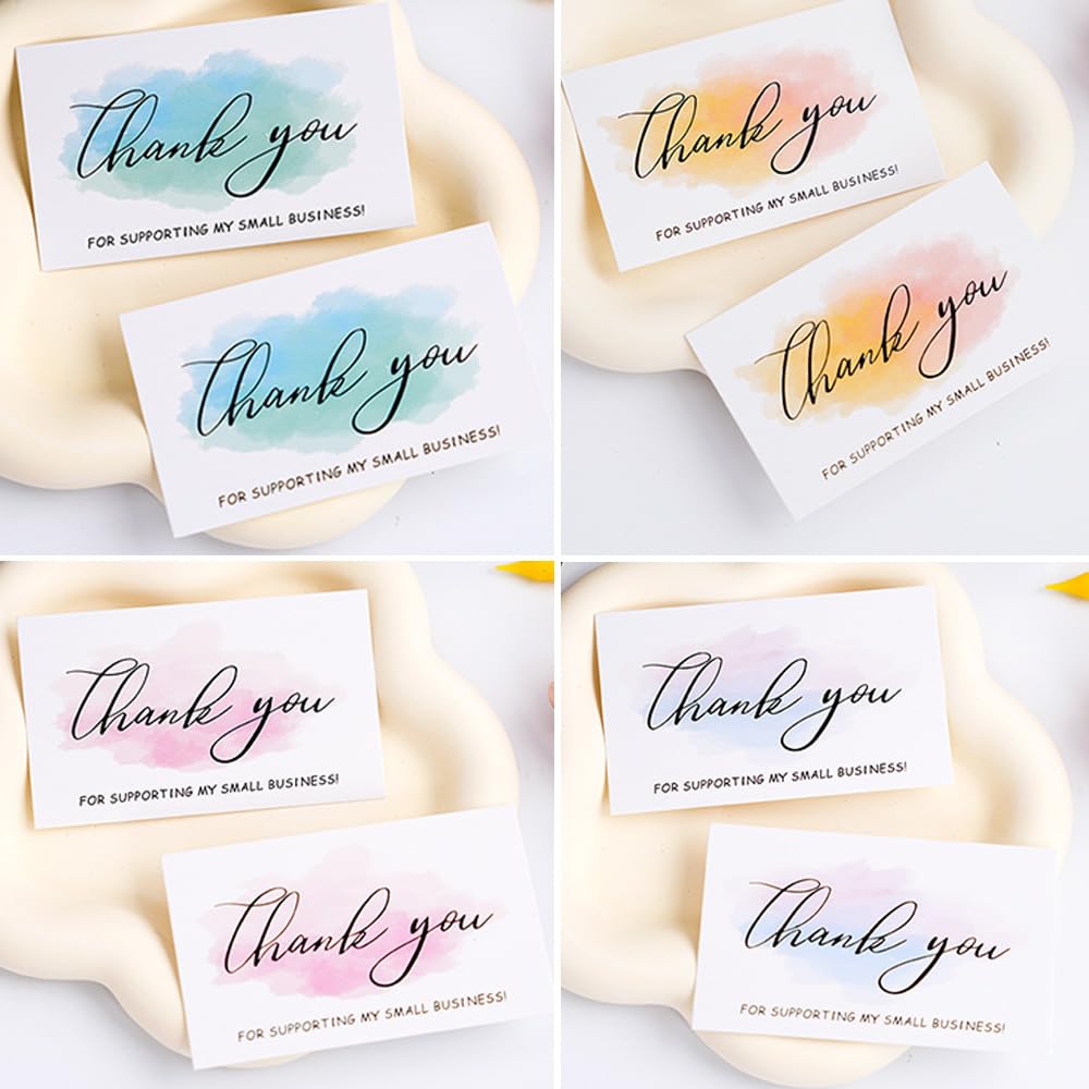 Lannso Thank You Cards Small Business, 120 PCS 4 Styles Thank You Cards for Retail Store 2x3.5 Inch, Recommended for Online Retailers, Small Business Owners and Local Stores(QS215)