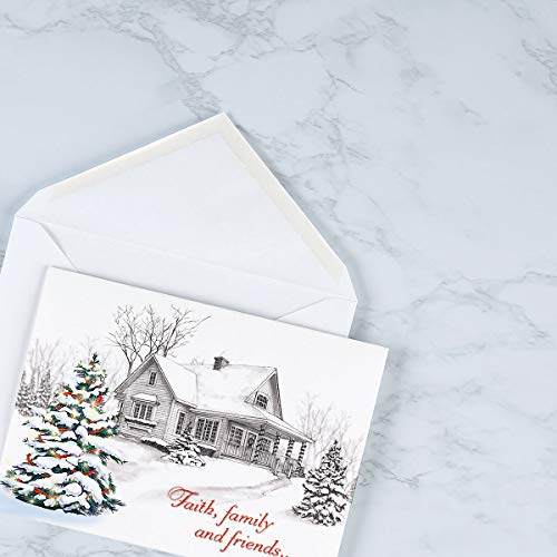 Current Winter Home Personalized Christmas Greeting Cards Set - Set of 18 Large 5 x 7-Inch Folded Cards, Themed Religious Holiday Card Value Pack, Add Names or Text, Envelopes Included