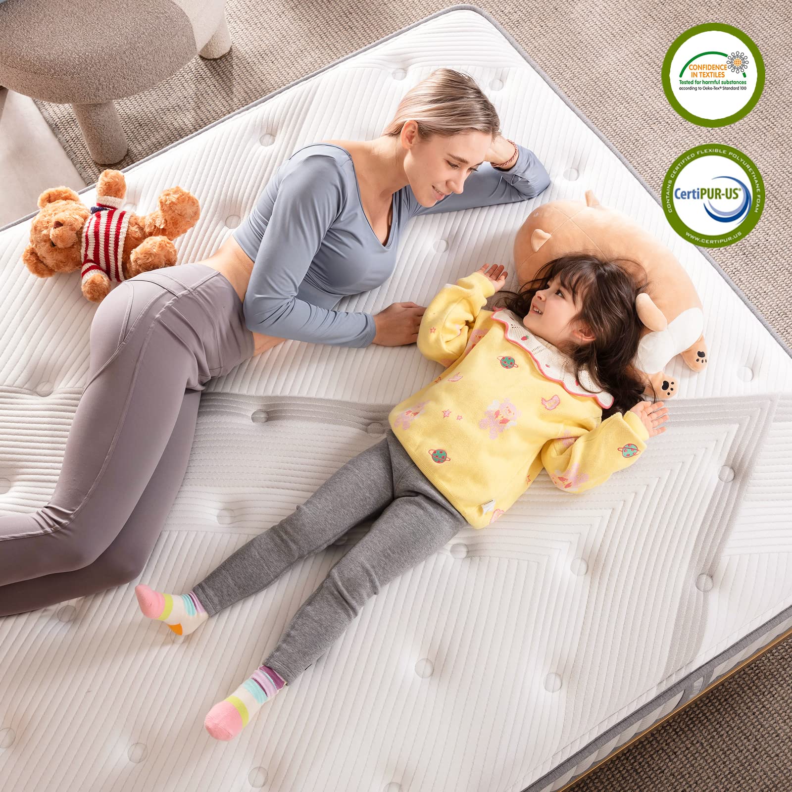 Queen Mattress,Lechepus 10 Inch Premium Hybrid Foam Mattresses in a Box,Pocket Innersprings with Memory Foam for Motion Isolation,Breathable Soft Cover Mattress Medium Firm,10-Years Support
