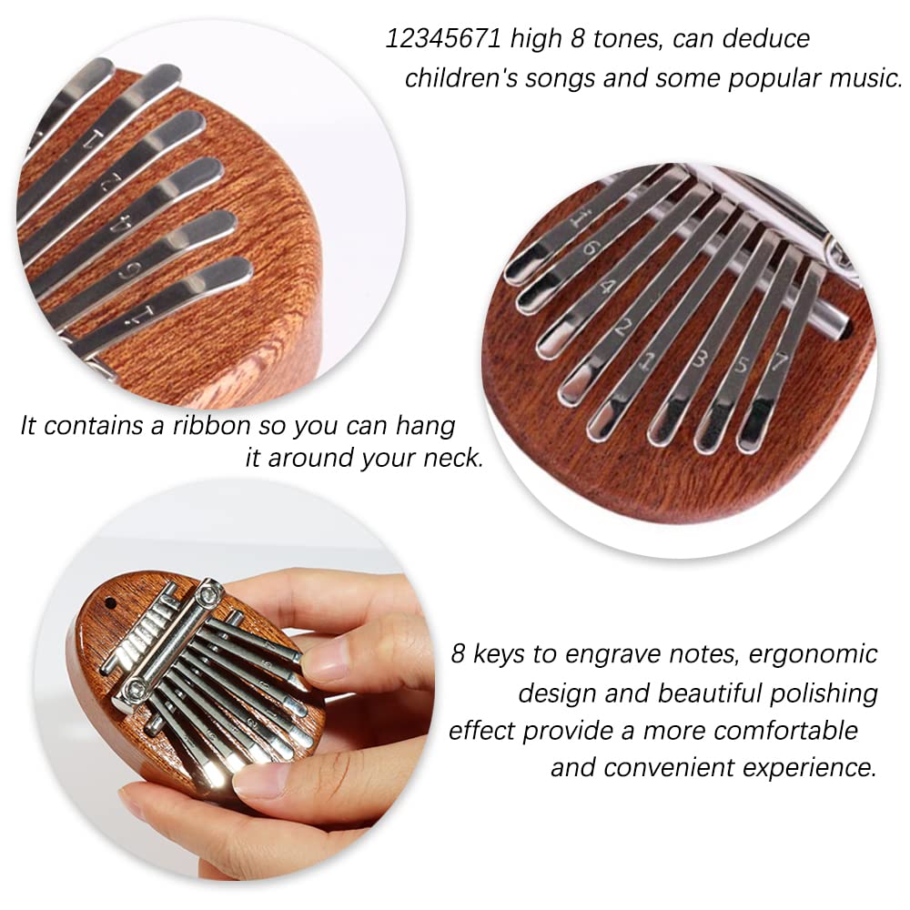 8 Key Kalimba Mini Thumb Piano, Portable Finger Piano, Marimba Musical Thumb Piano with Lanyard, Musical Instruments Gift for Kids and Adults Beginners