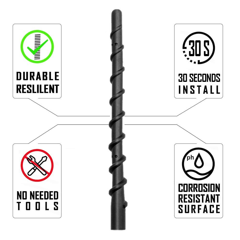 Car Wash Proof Antenna for Chevy Silverado and GMC Sierra Accessories (2009-2025) | 9 inch Spiral Direct Short Replacement Antenna (M7 Thread)