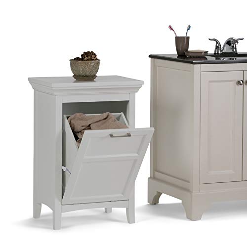 SIMPLIHOME Avington 29.9 inch H x 20.5 inch W Laundry Hamper in Pure White with 1 Storage Compartment, for the Bathroom