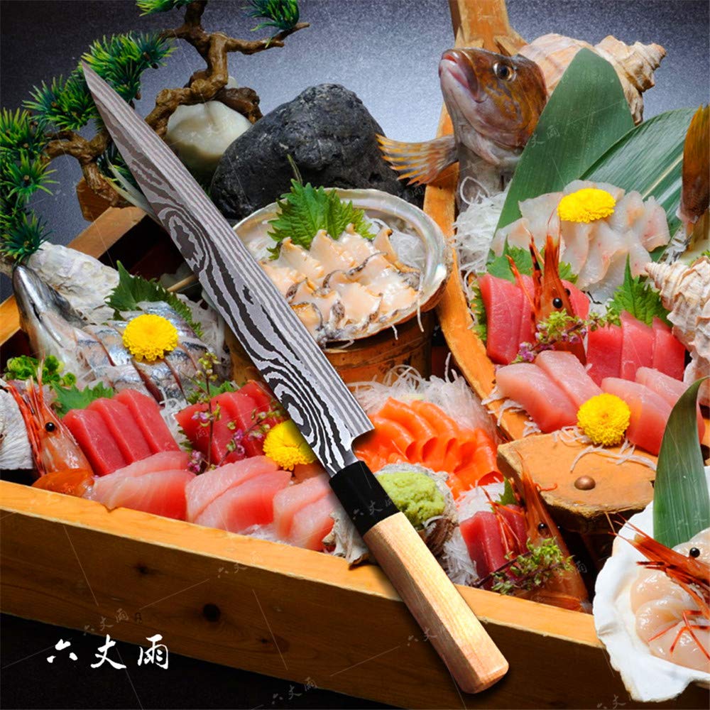 LIUZHANGYU 5Cr15Mov Stainless Steel Yanagi Sushi Sashimi Japanese Knife, 9.5'' (240mm), Wood Handle