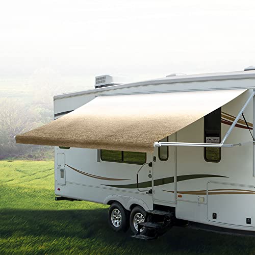 RecPro RV Awning Fabric Replacement 17 Foot Camper Awning | Tan | Width Size Options | 8' (96") Length | Heat Sealed | 3 Year Warranty (17 Feet, Actual 16' 1")
