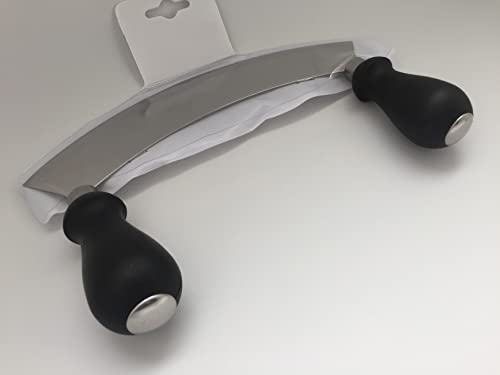 Tredoni 10.2" Mezzaluna Knife Chopper Slicer Cutter, 26cm Moon Round Hachoir -Italian Stainless Steel