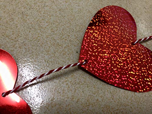 LeeSky 6Pcs Red Valentines Heart Garland Valentines Day Heart Banner Valentines Hanging Hearts Decorations for Happy Valentines Day Decorations