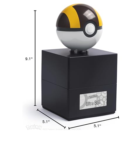 Pokémon Poké Ball Authentic Replicas - Realistic, Electronic, Die-Cast Poké Ball with Display Case Light Features - by The Wand Company (Ultra Ball)