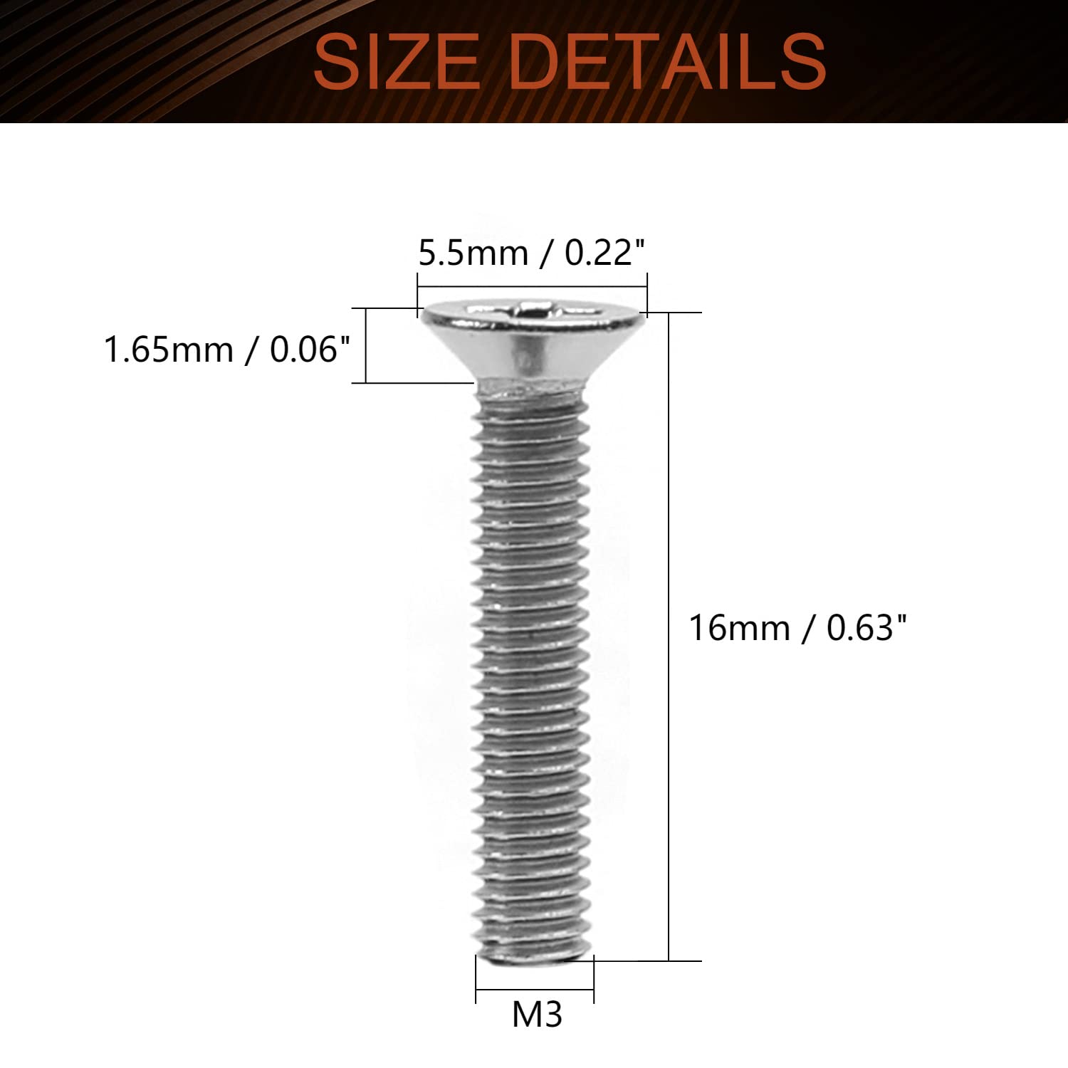 MroMax 100Pcs M3-0.5x16mm Phillips Flat Head Countersunk Machine Screws 304 Stainless Steel Cross Recessed Countersunk Head Bolt Fully Threaded Metric Bolts Fasteners Silver