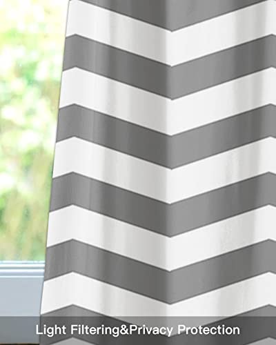Artwork Store Valances Windows Curtain Simple Chevron Zig Zag Gary and White Ripple Kitchen Valances Rod Pocket Window Treatment Short Curtains Valance for Window 1 Panel,42 by 18 inches