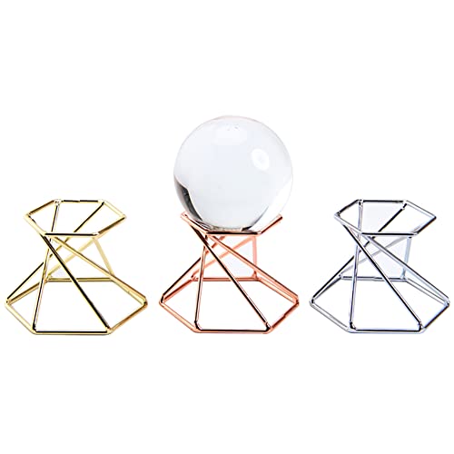 Ainvhh 3 PCS Hexagon Metal Display Stand Mystical Quartz Ball Photography Props FengShui Divination Spheres Decorative Glass Ball Base