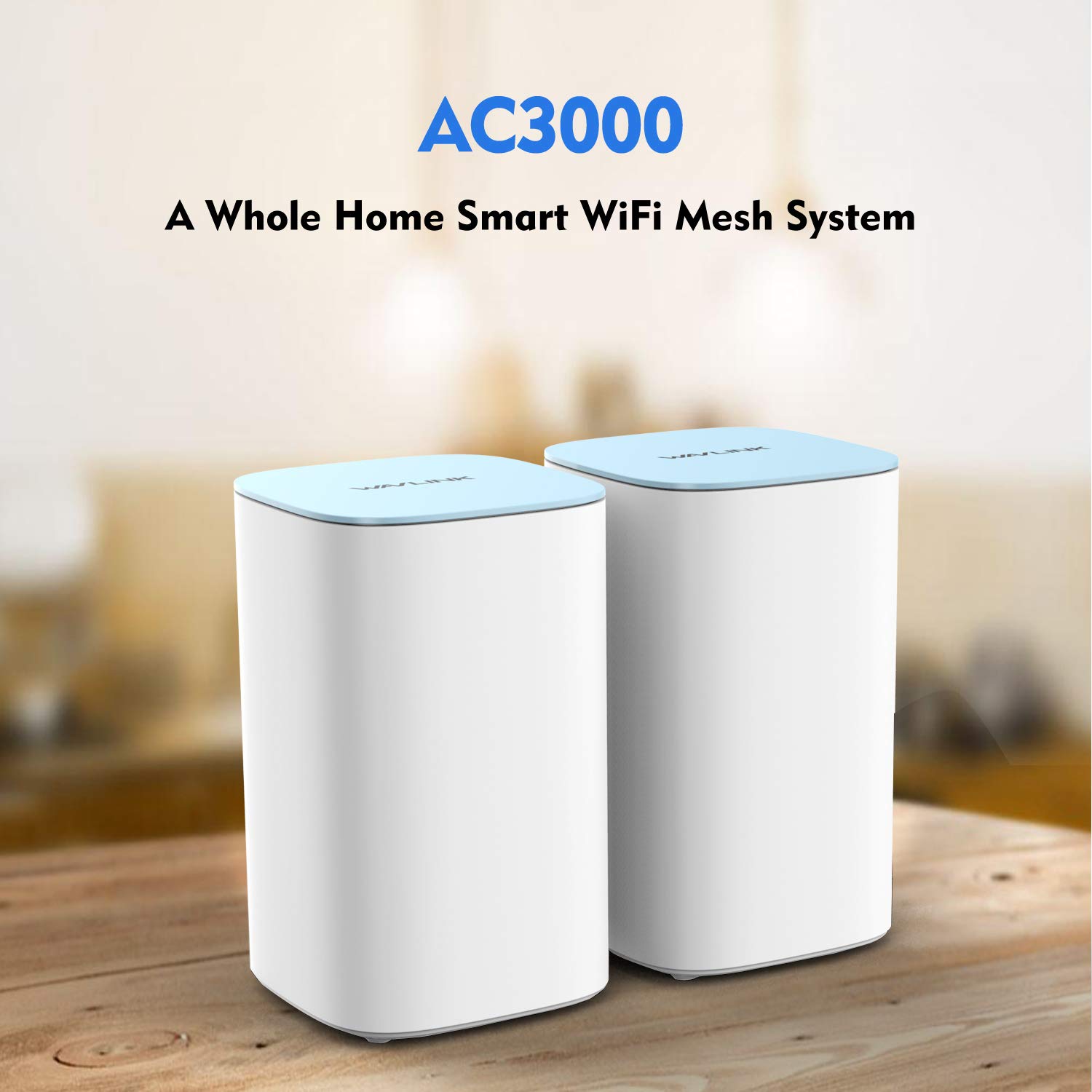WAVLINK Whole Home Mesh WiFi System -Tri-Band AC3000 Router & Extender Replacement Covers up to 5,000 sq. ft., 2-Pack Includes 1 Router & 1 Extender