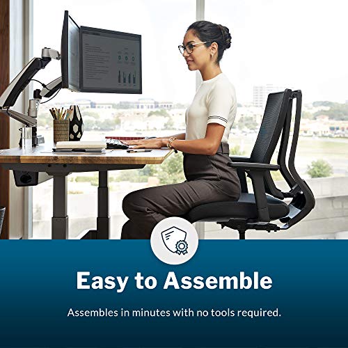 Vari Task Chair (VariDesk) - Adjustable Office Chair with Armrests and Rolling Casters - Use as a Gaming Chair, Desk Chair, Computer Chair, or Ergonomic Office Chair - Easy to Assemble (Black)
